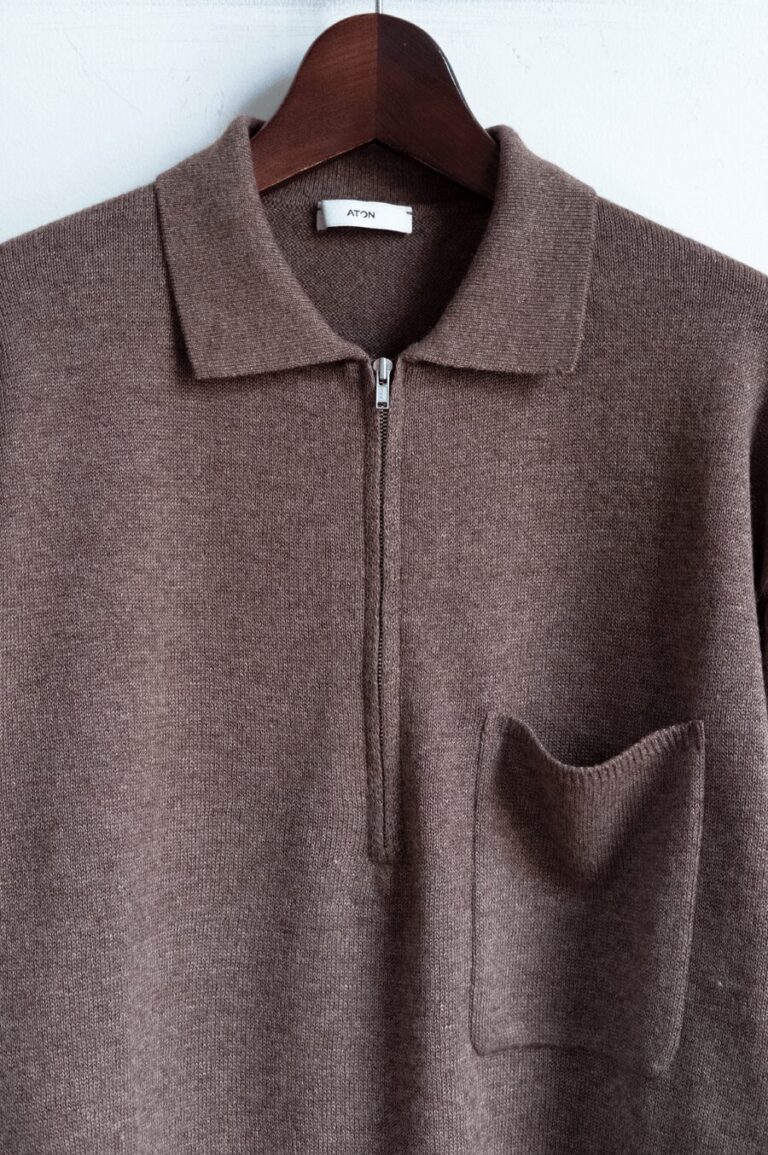 ATON LINEN WOOL BRUSHED ZIP UP POLO SWEATER | 大阪心斎橋のメンズ洋服のセレクトショップ山口ストアー
